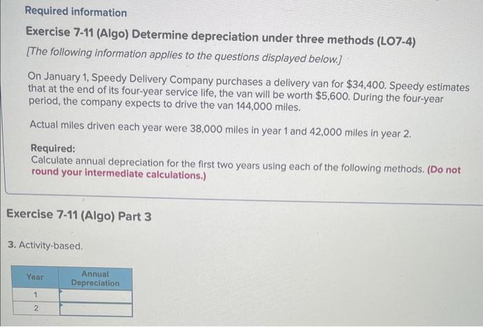 Solved Required information Exercise 7-11 (Algo) Determine | Chegg.com