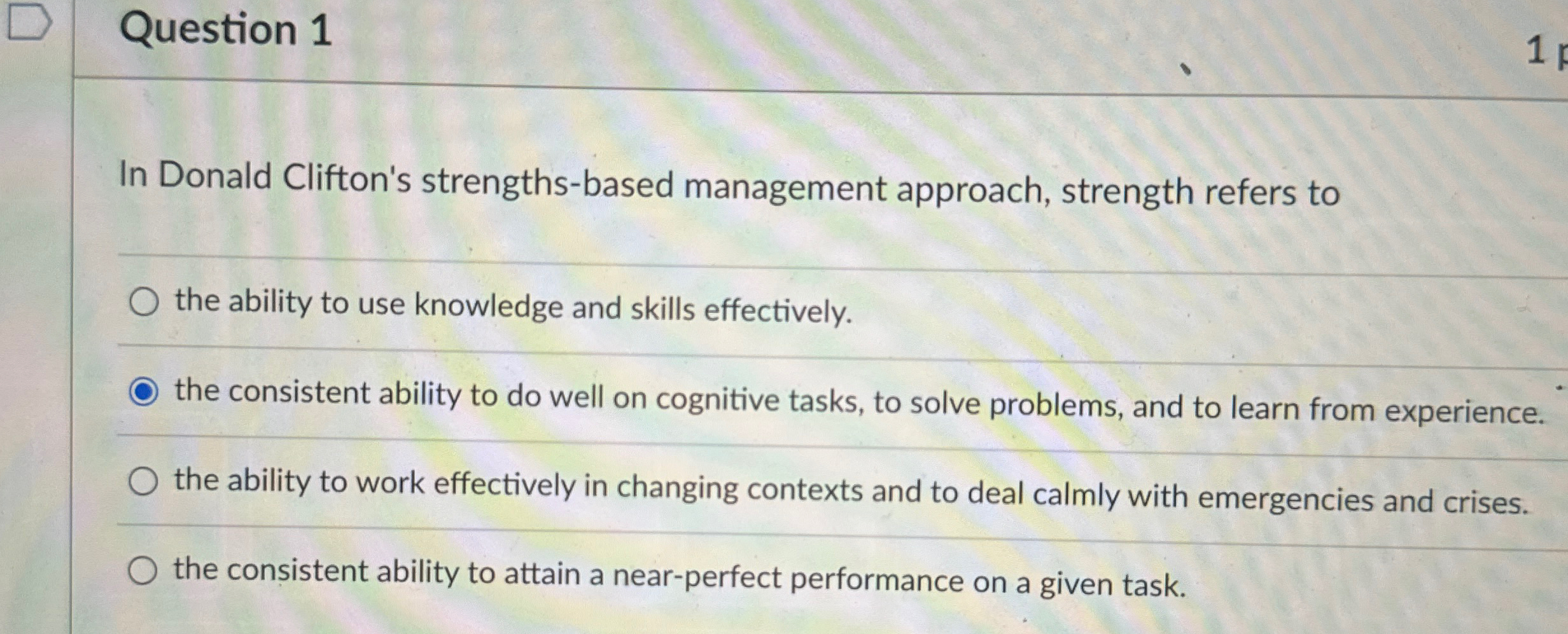 Solved Question 1In Donald Clifton's strengths-based | Chegg.com