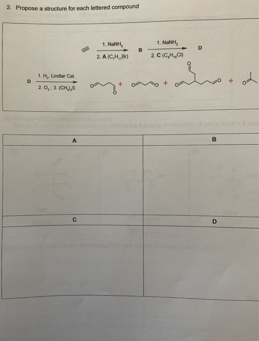 Solved 2. Propose a structure for each lettered compound 1. | Chegg.com