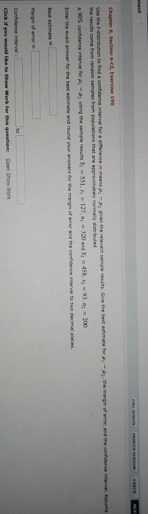 Solved ment FULL SCREEN PRINTER VERSION 4 BACK NEXT Chapter | Chegg.com