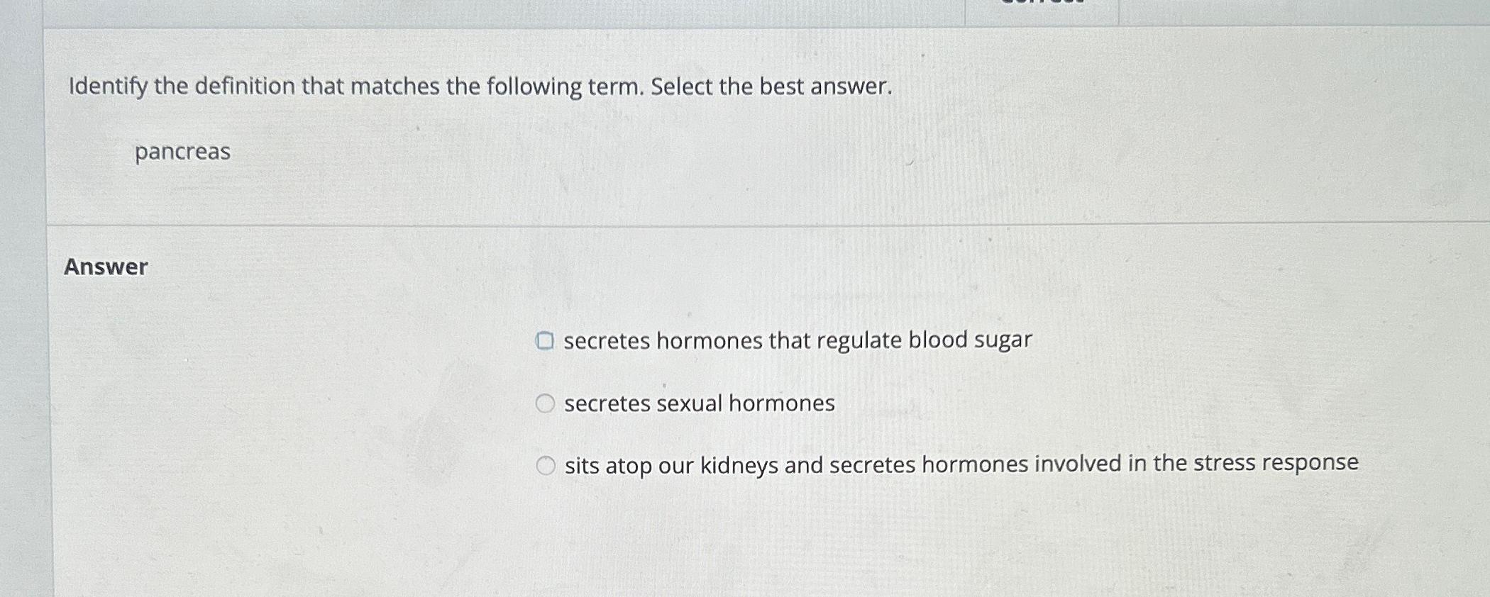 Solved Identify the definition that matches the following | Chegg.com