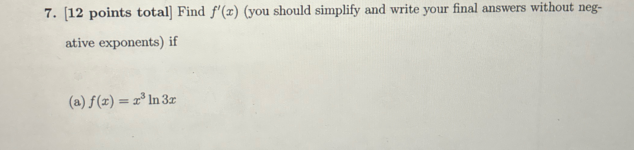 Solved [12 ﻿points total] ﻿Find f'(x) (you should simplify | Chegg.com