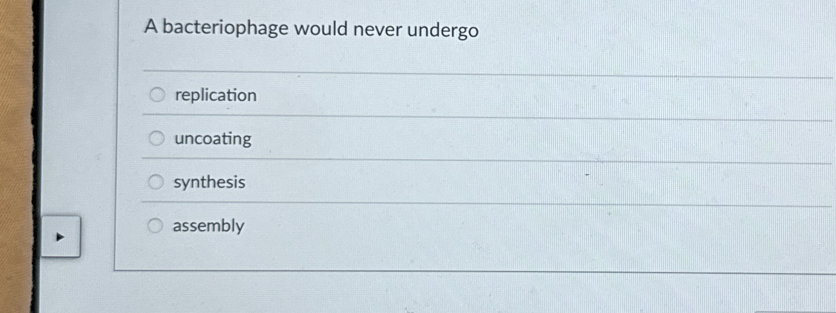 Solved A Bacteriophage Would Never