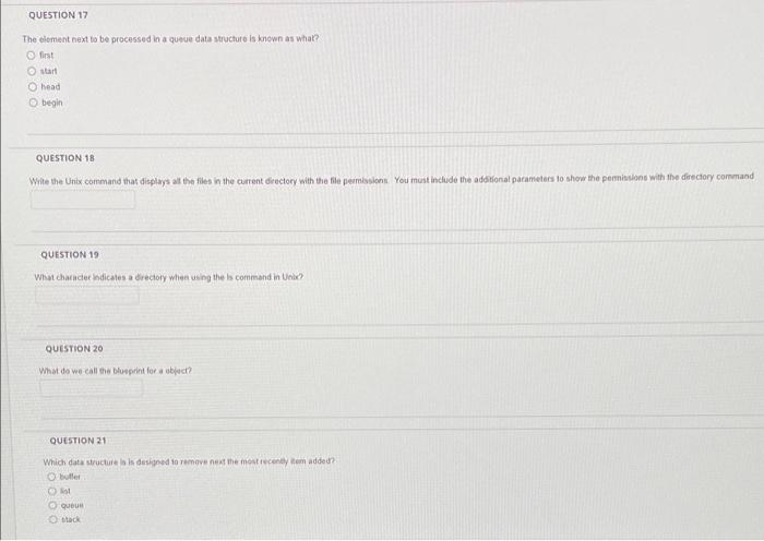 Solved The element next to be processed in a queue data | Chegg.com