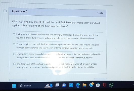 Solved Question 61 ﻿ptsWhat was one key aspect of Hinduism | Chegg.com