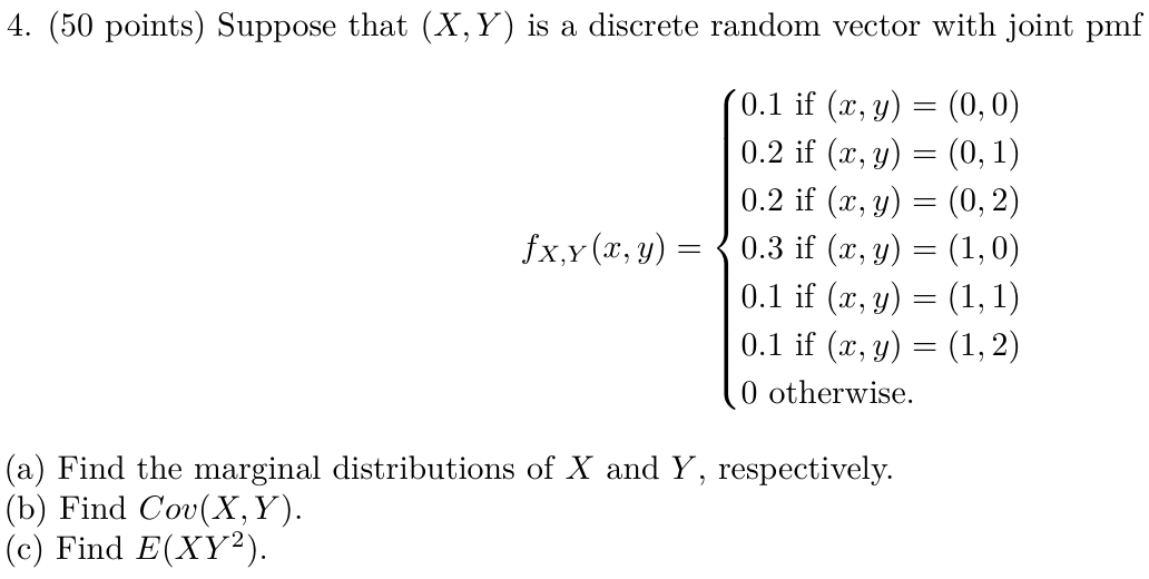 Solved (50 ﻿points) ﻿Suppose that (x,Y) ﻿is a discrete | Chegg.com