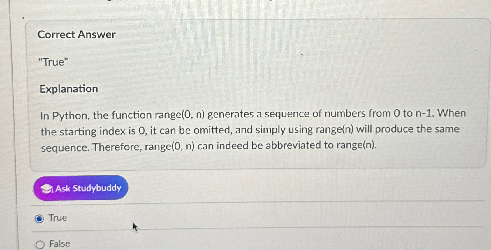 Solved Correct Answer"True"ExplanationIn Python, the | Chegg.com