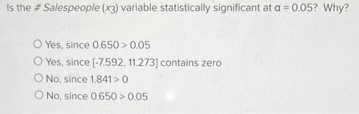 Solved A tire store franchise has developed a regression | Chegg.com