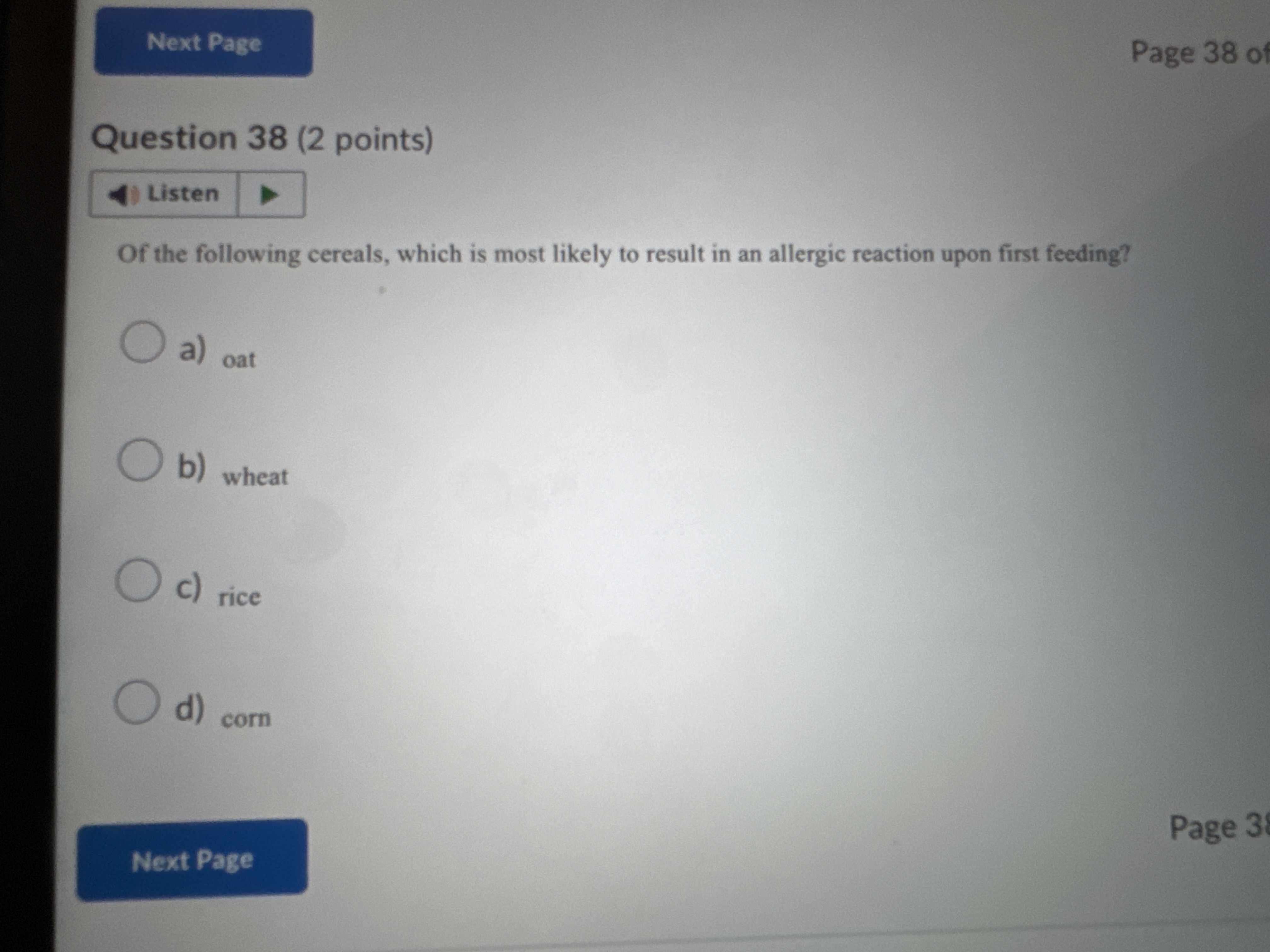 Solved Question 38 (2 ﻿points)Of the following cereals, | Chegg.com