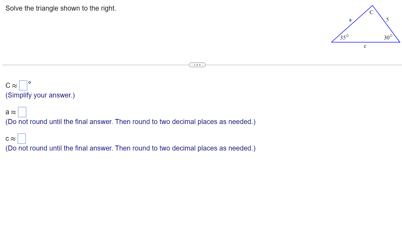Solved Solve the triangle shown to the right.C~~(Simplify | Chegg.com