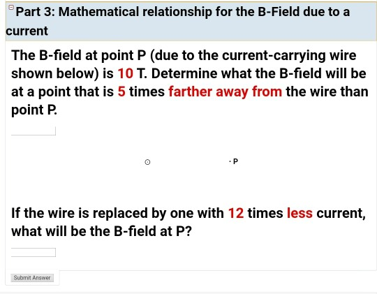 Solved Part 3: Mathematical relationship for the B-Field due | Chegg.com