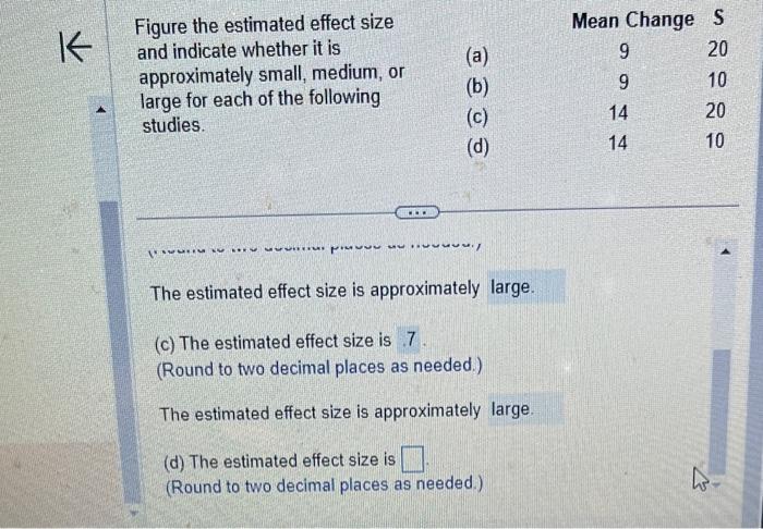 Solved Figure The Estimated Effect Size And Indicate Whether