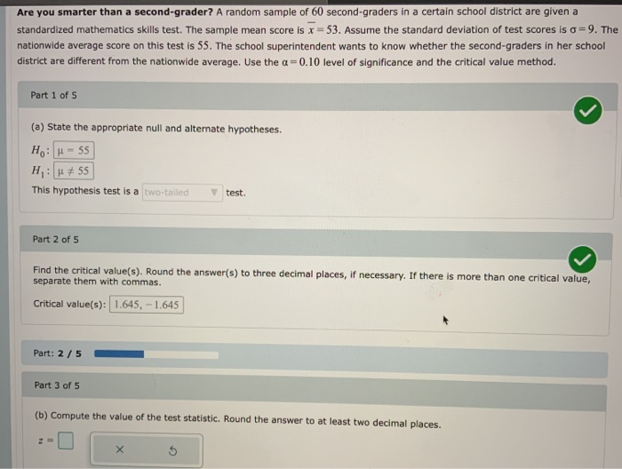 Solved Are you smarter than a second-grader? A random sample | Chegg.com