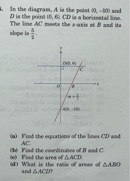 Solved In the diagram, A is the point (0,−10) and D is the | Chegg.com