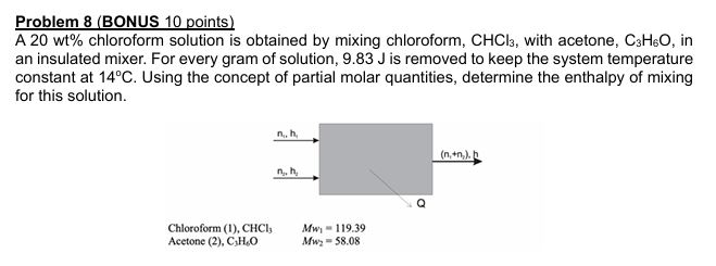 Solved A 20 wt% ﻿chloroform solution is ﻿obtained by ﻿mixing | Chegg.com