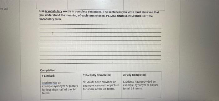 ont will Use 6 vocabulary words in complete | Chegg.com