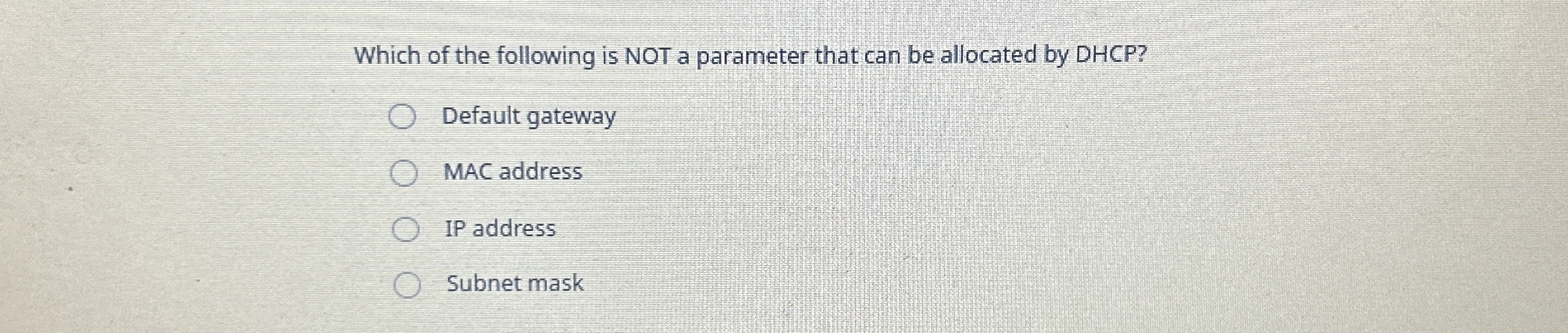 Solved Which of the following is NOT a parameter that can be | Chegg.com