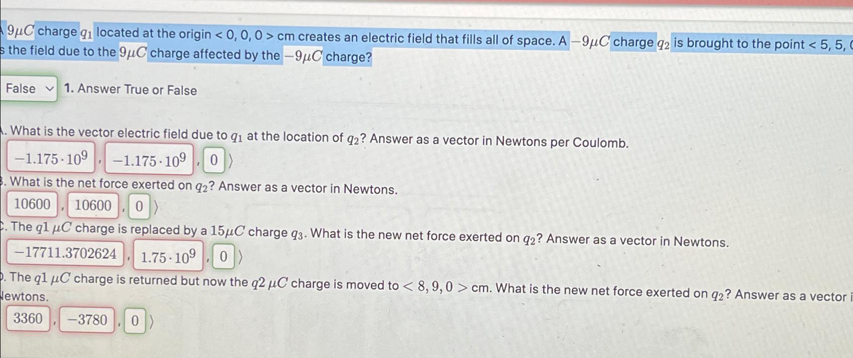 9\\\\mu C charge q_(1) located at the origin | Chegg.com