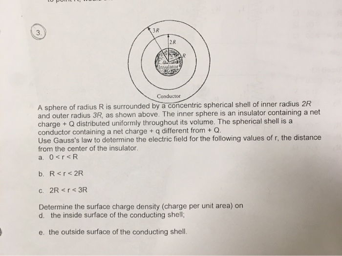 Solved insulator 2 Conductor A sphere of radius R is | Chegg.com