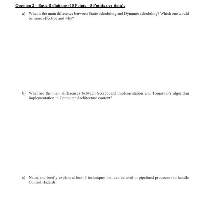 Solved a) What is the main difference between Static | Chegg.com