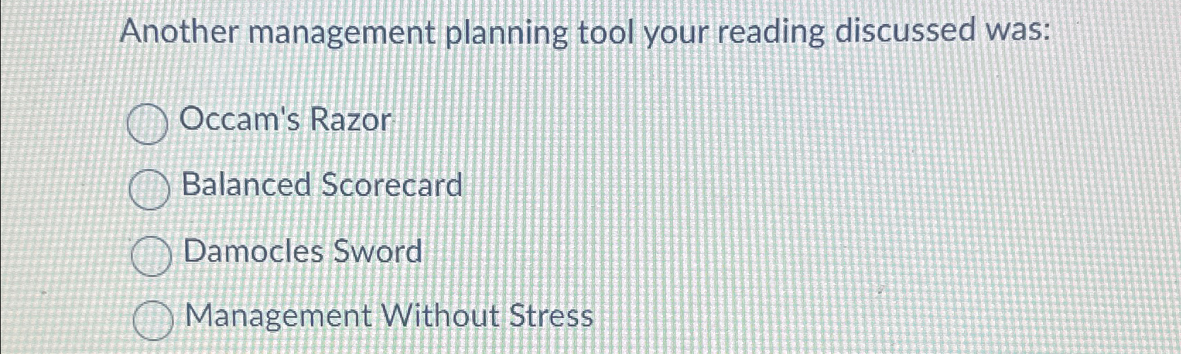 Solved Another management planning tool your reading | Chegg.com