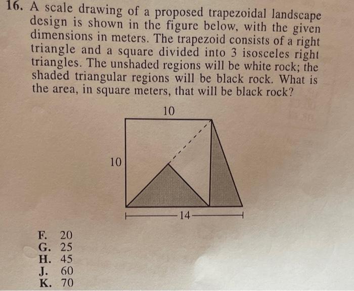 Solved 6. A scale drawing of a proposed trapezoidal | Chegg.com