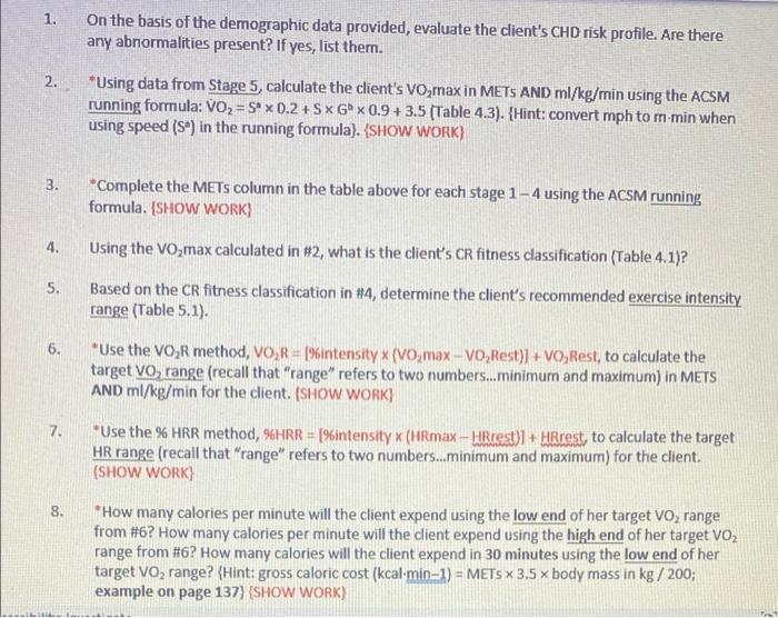 Solved Client: 35 year old female Resting HR: 83 bpm Max HR: | Chegg.com