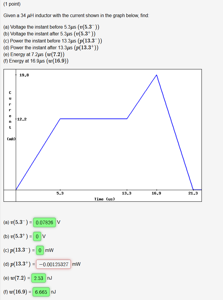 Solved Given a 34μH ﻿inductor with the current shown in ﻿the | Chegg.com