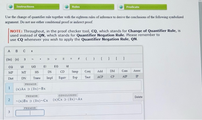 Solved Instructions Rules Predicate Use the change of | Chegg.com