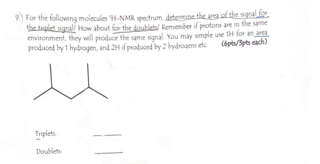 Solved 9.) ﻿For the following molecules ?1H-NMR ﻿spectrum, | Chegg.com