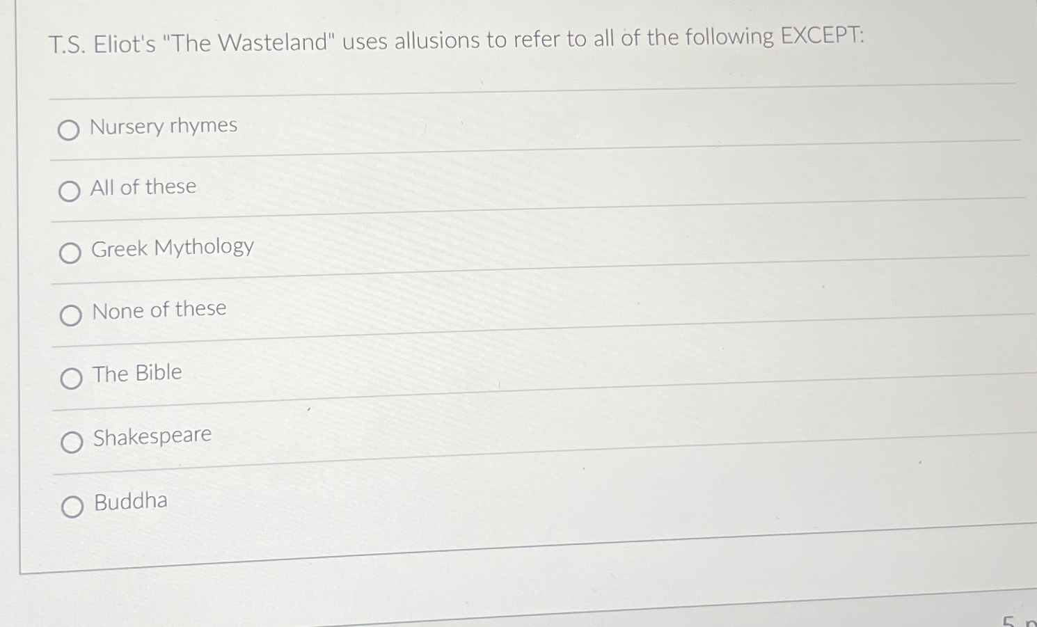 Solved T.S. ﻿Eliot's "The Wasteland" uses allusions to refer | Chegg.com