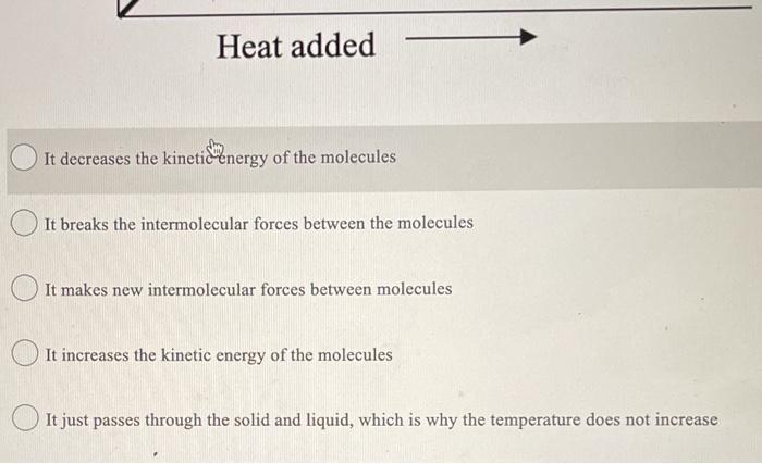 Solved When heat energy is added to a solid and liquid mix | Chegg.com
