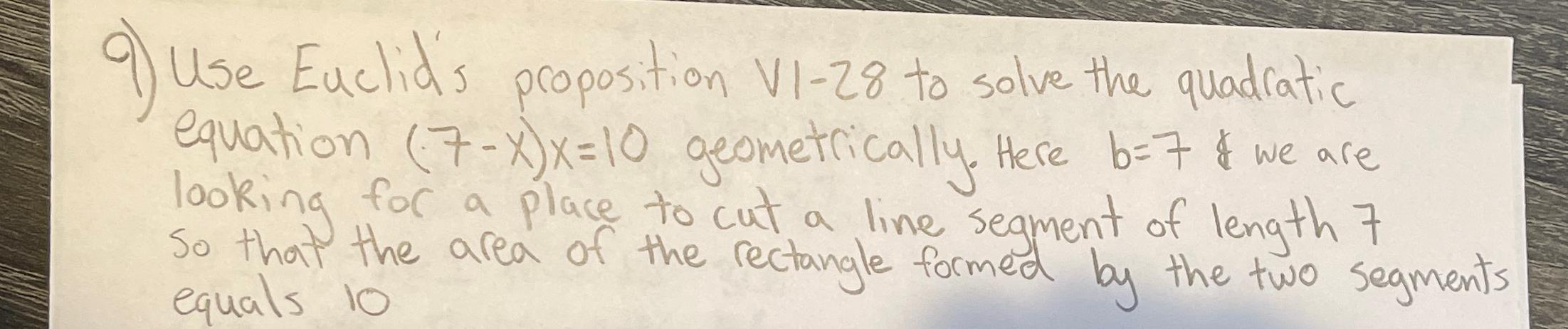 Solved Use Euclid's proposition V1-28 ﻿to solve the | Chegg.com