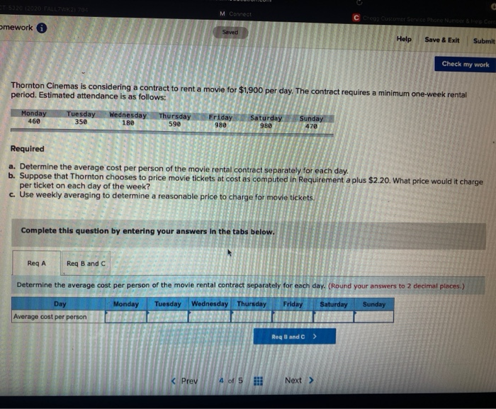 Solved M Connect mework Saved Help Save & Exit Submit Check | Chegg.com
