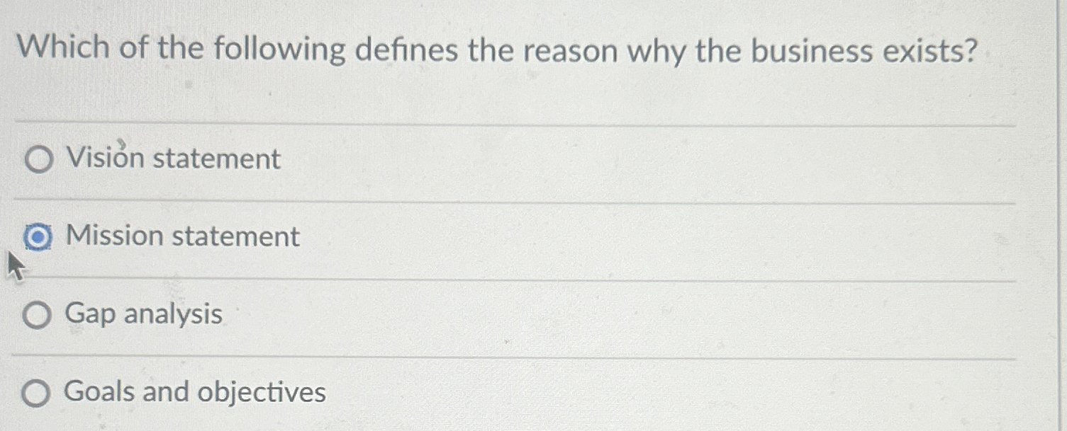Solved Which of the following defines the reason why the | Chegg.com