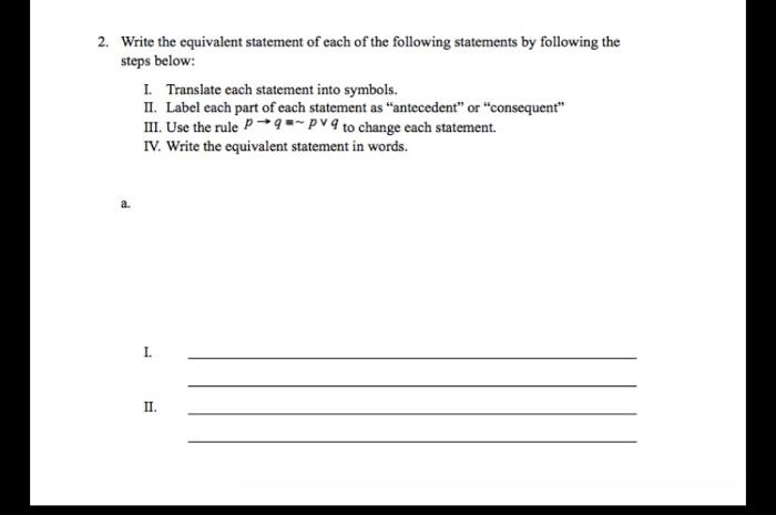 Solved 2. Write the equivalent statement of each of the | Chegg.com