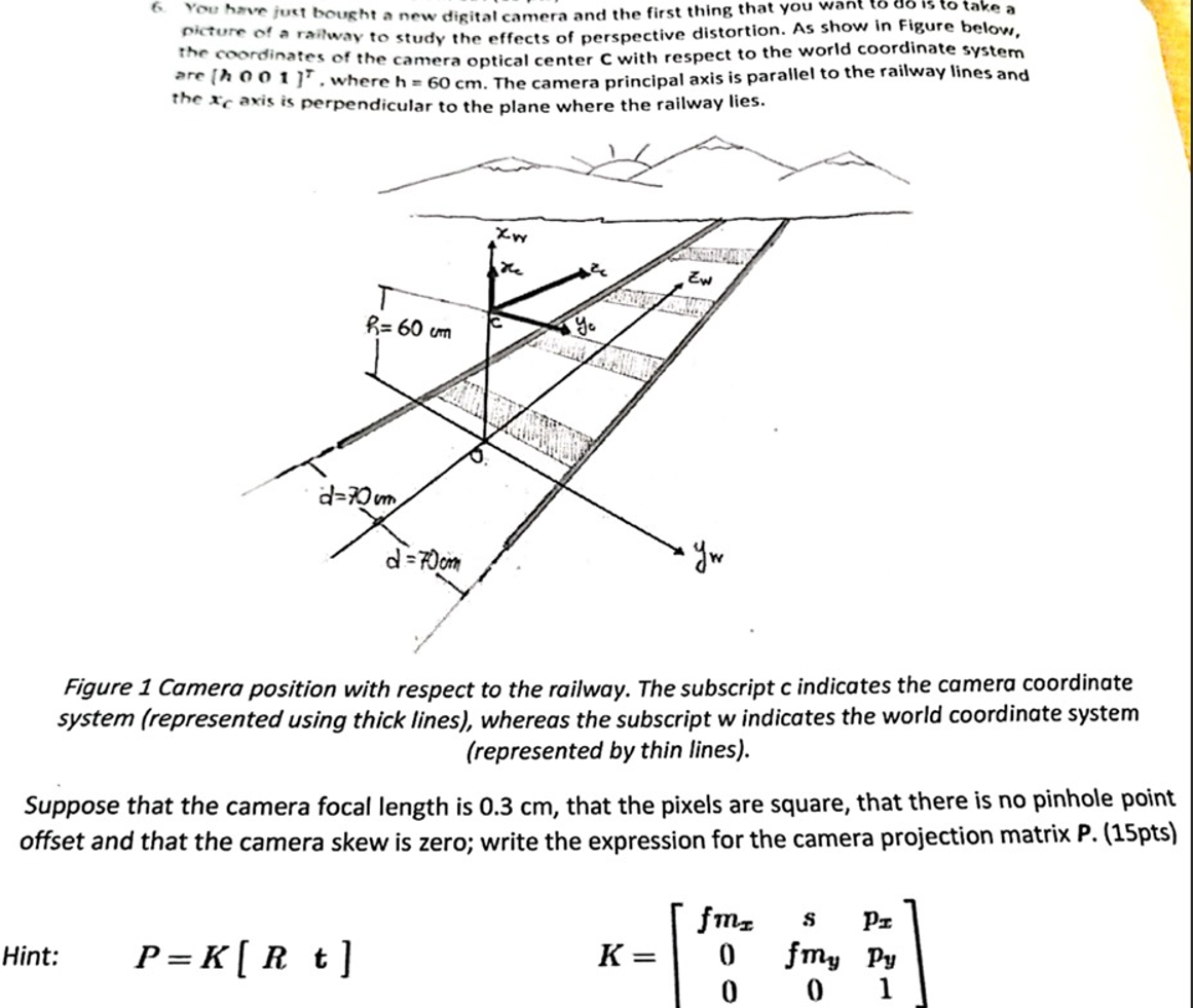 Solved Figure 1 ﻿Camera position with respect to the | Chegg.com