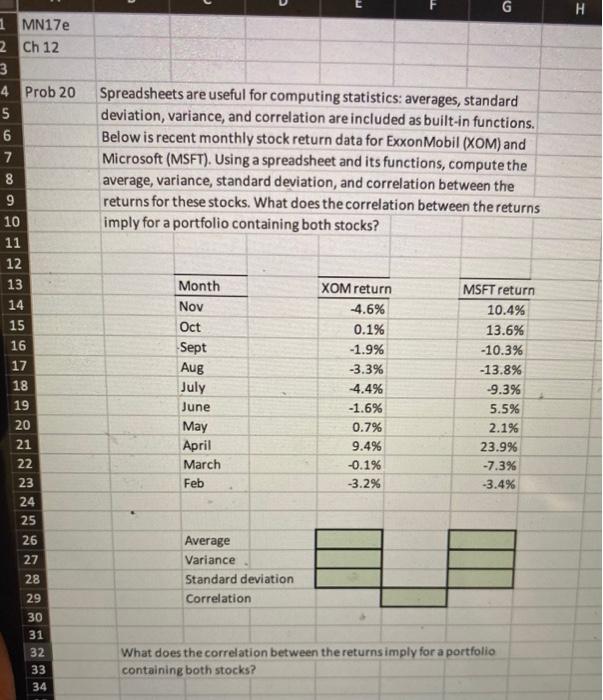 Solved Spreadsheets are useful for computing statistics: | Chegg.com