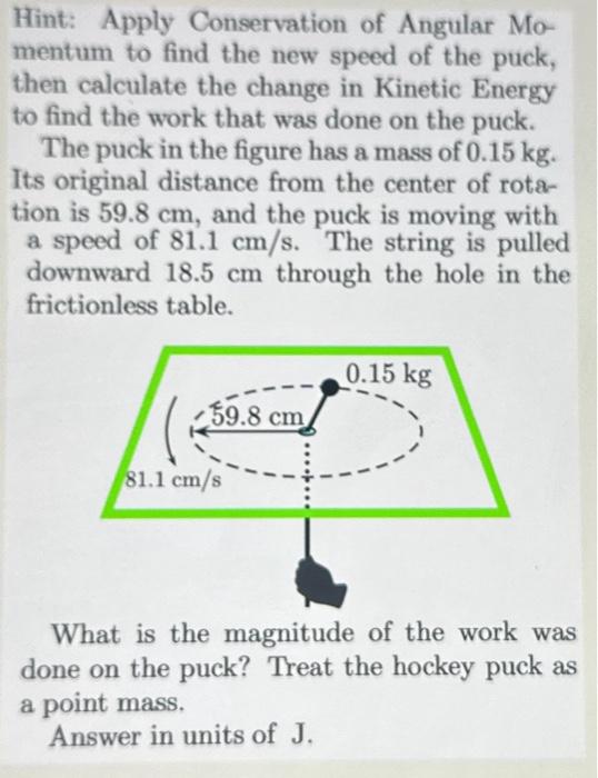Solved Hint: Apply Conservation of Angular Momentum to find | Chegg.com