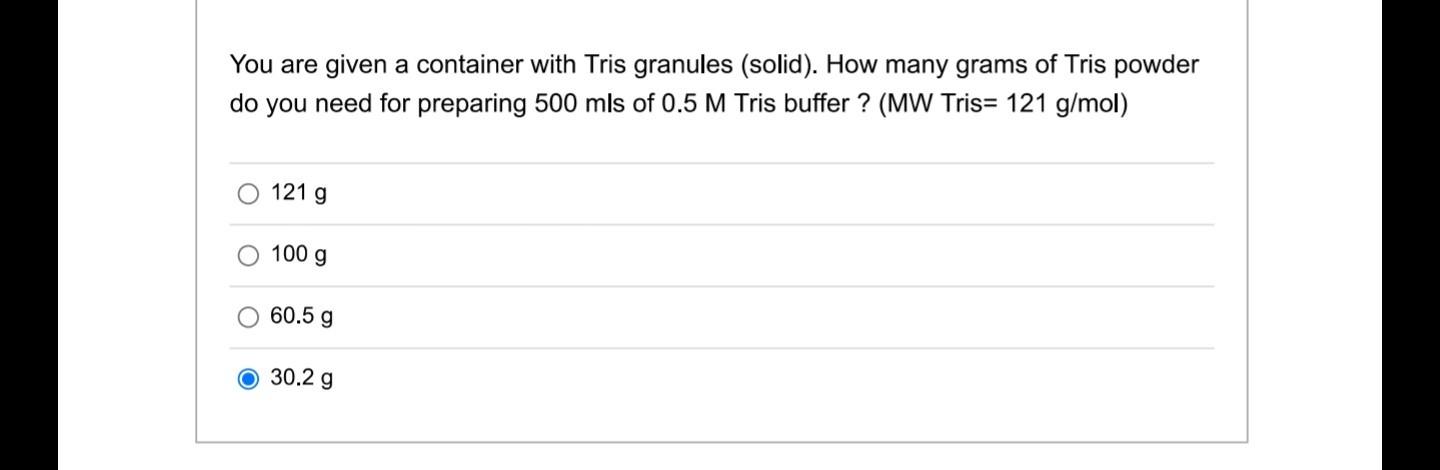 Solved You are given a container with Tris granules (solid). | Chegg.com