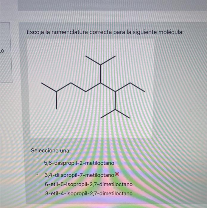 Solved Escoja la nomenclatura correcta para la siguiente | Chegg.com