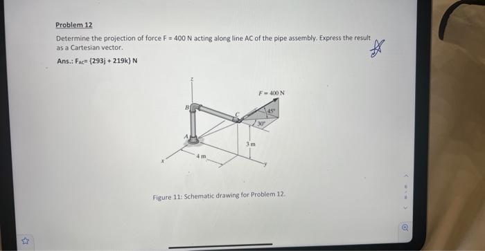 Solved Determine The Projection Of Force F 400 N Acting