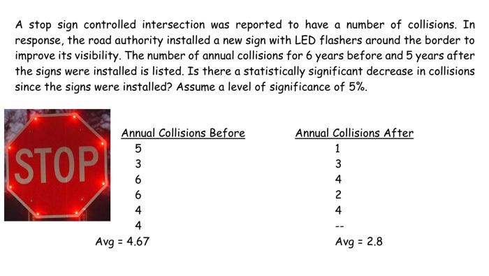 Solved A stop sign controlled intersection was reported to | Chegg.com