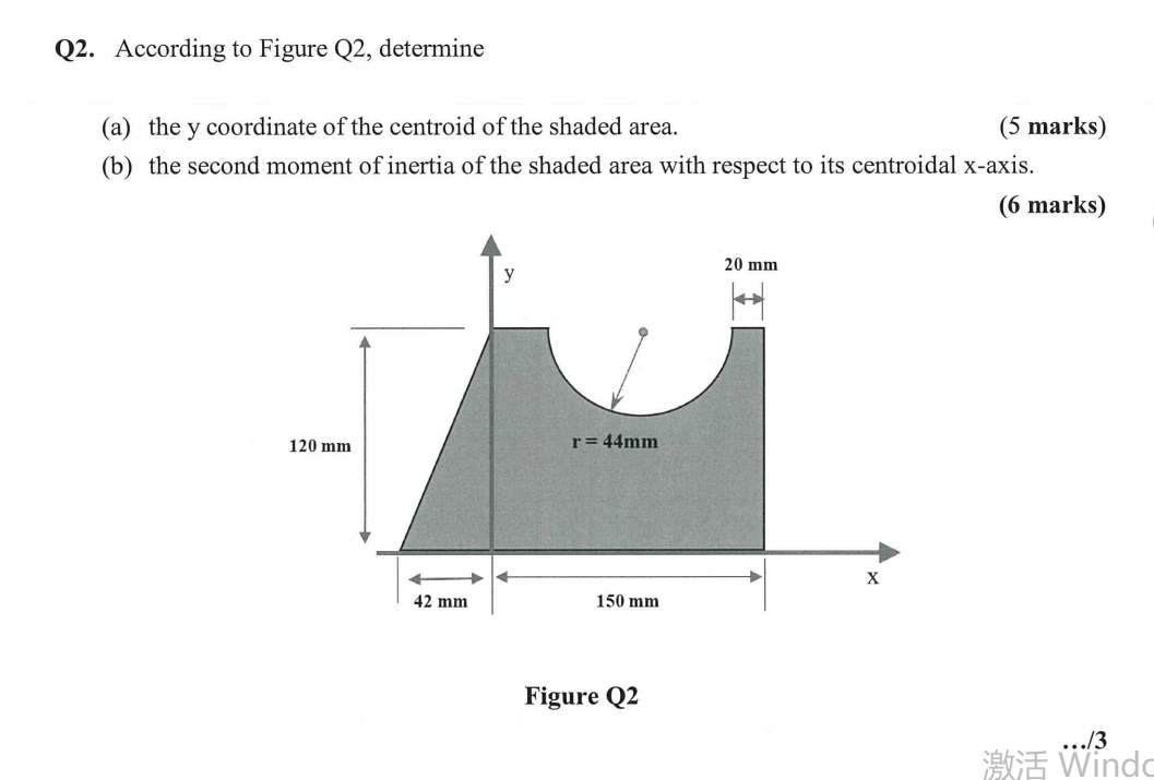 Q2. ﻿According to ﻿Figure Q2, ﻿determine(a) ﻿the y | Chegg.com