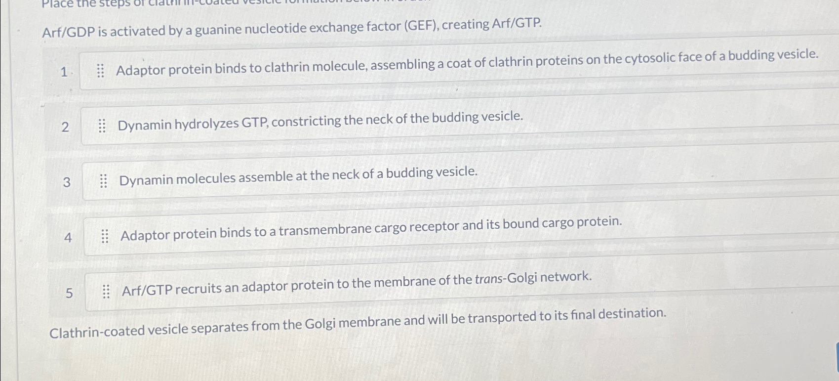 Solved Arf/GDP is activated by a guanine nucleotide exchange | Chegg.com
