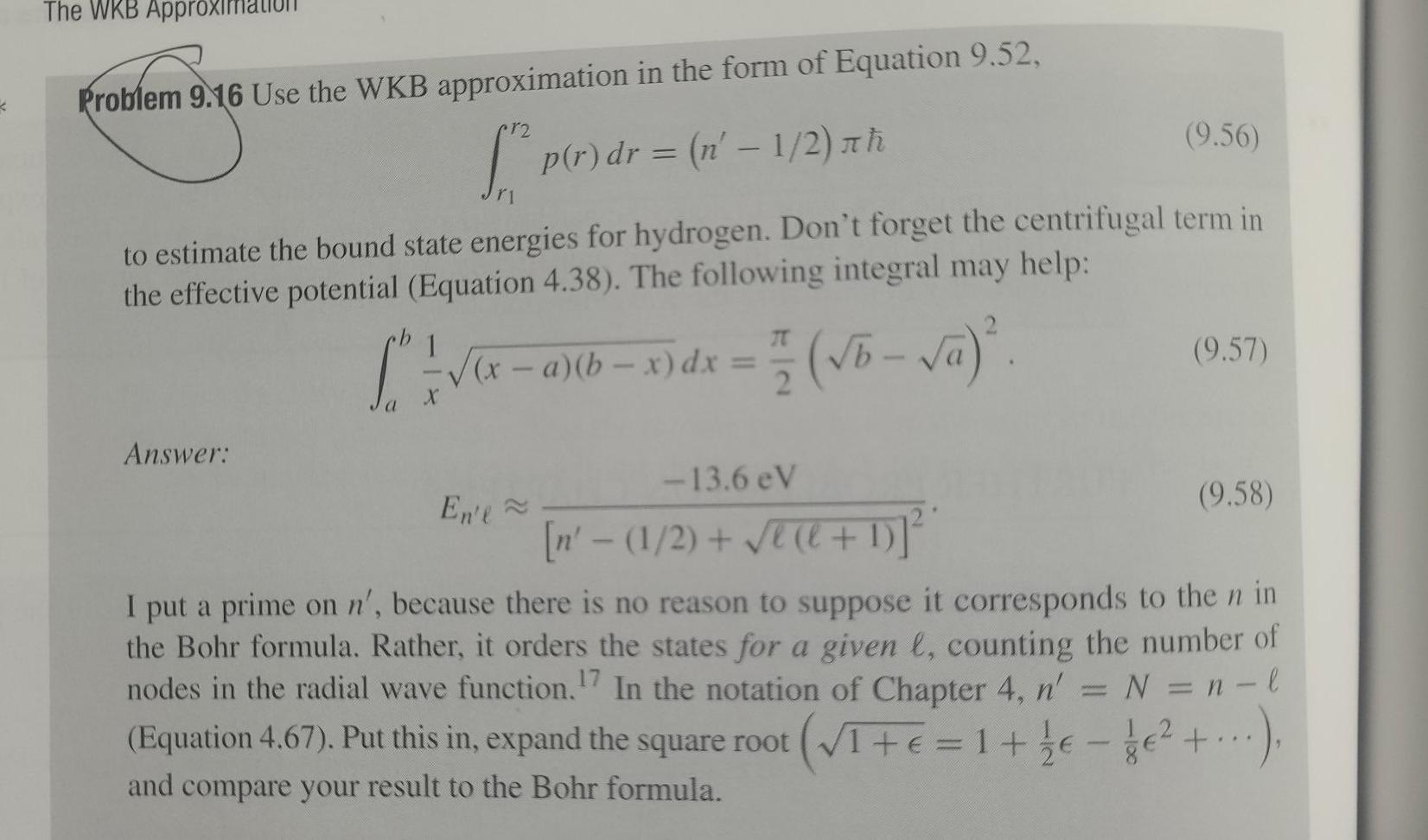 Solved The WKB Approxima