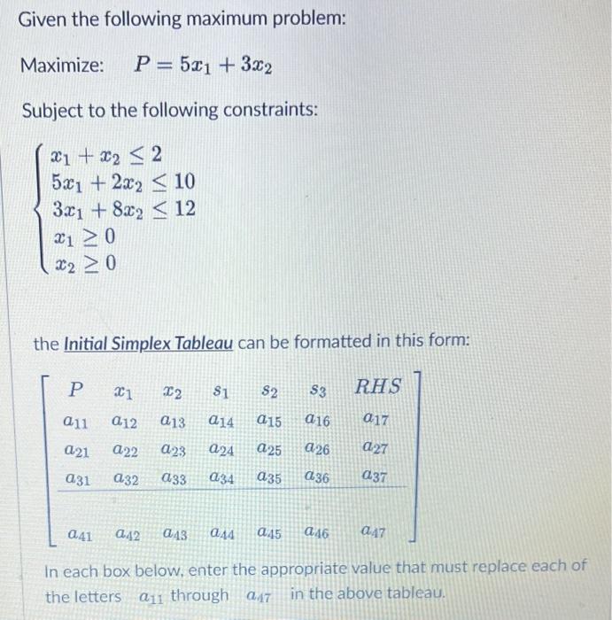 Solved Given the following maximum problem: Maximize: | Chegg.com