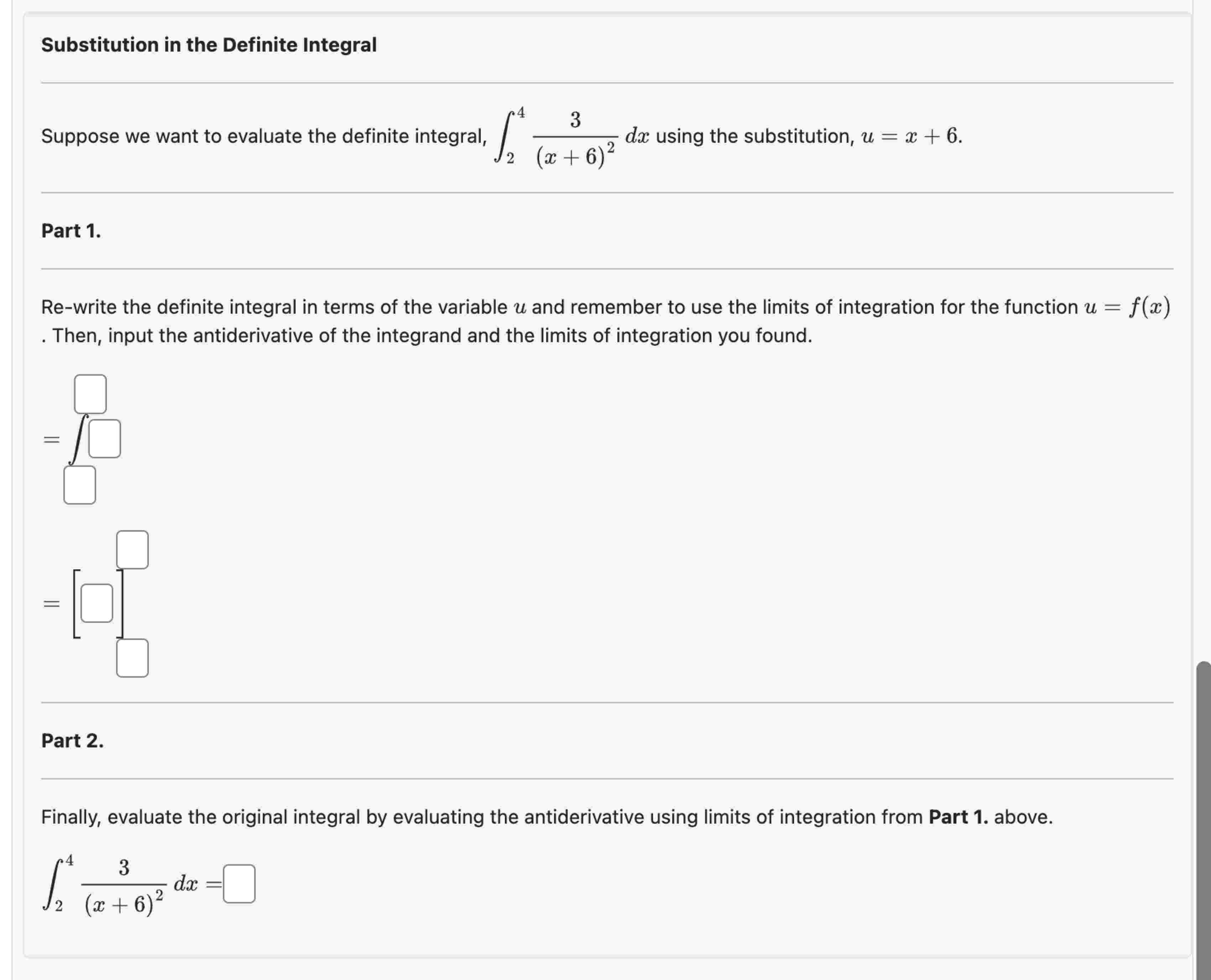 Solved Substitution in ﻿the Definite IntegralSuppose we | Chegg.com