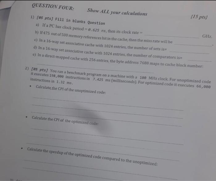 Solved QUESTION FOUR: Show ALL your calculations \{15 pis\} | Chegg.com