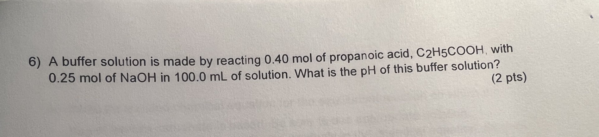 Solved A buffer solution is made by reacting 0.40mol of | Chegg.com